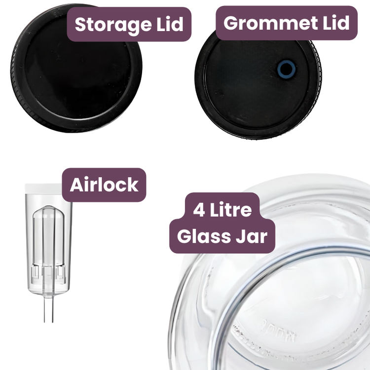 Fermentation Jars with Airlock – 1L, 2L & 4L Glass Jars | Gutbasket